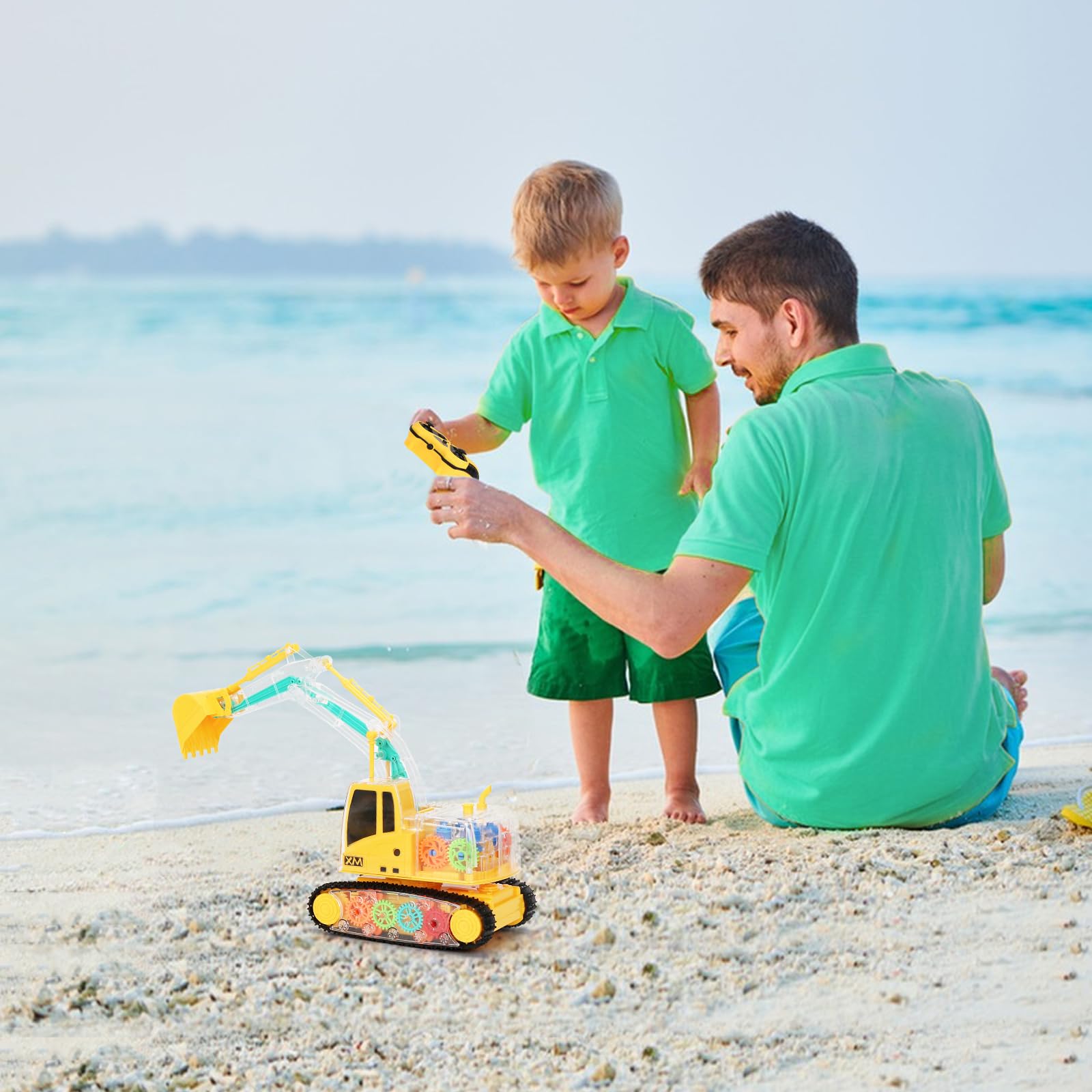 Remote Control Excavator,RC Excavator Toy Age 4-7 RC Construction Vehicles with Sound Lights Birthday for Boys 6 7 8 9