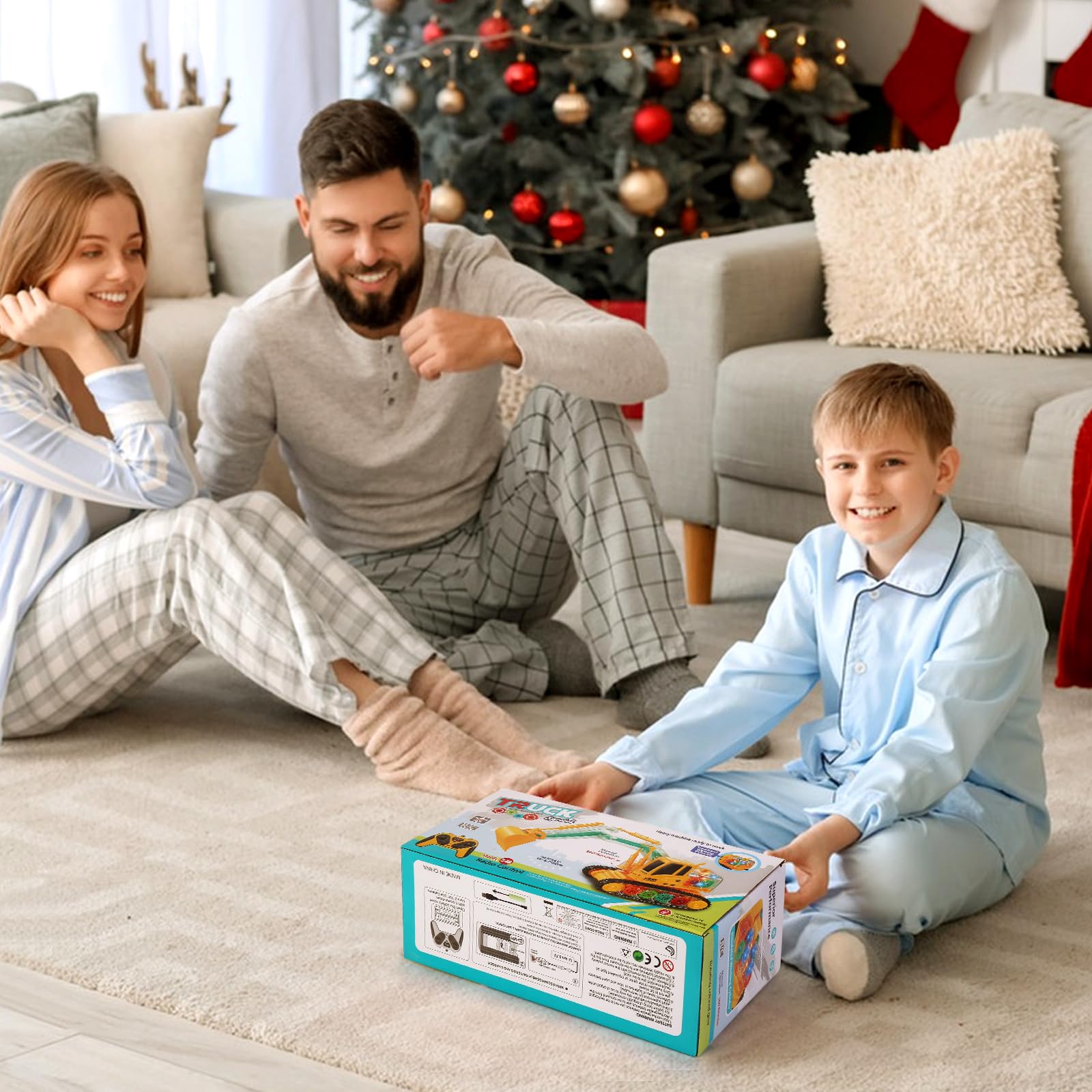 Remote Control Excavator,RC Excavator Toy Age 4-7 RC Construction Vehicles with Sound Lights Birthday for Boys 6 7 8 9