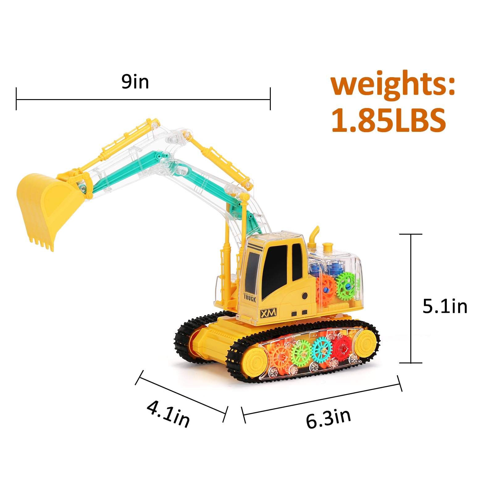 Remote Control Excavator,RC Excavator Toy Age 4-7 RC Construction Vehicles with Sound Lights Birthday for Boys 6 7 8 9