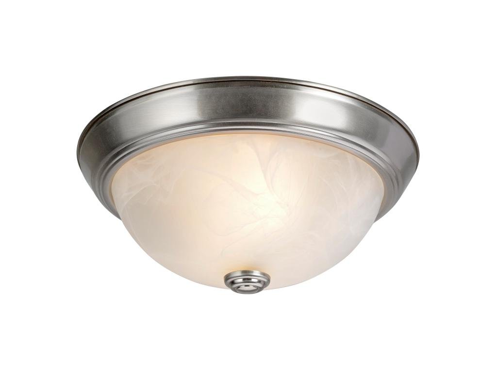 Aspen Creative 63013-1 Two-Light Flush Mount In Brushed Nickel with White Alabaster Glass Shade,11" DIAMETER