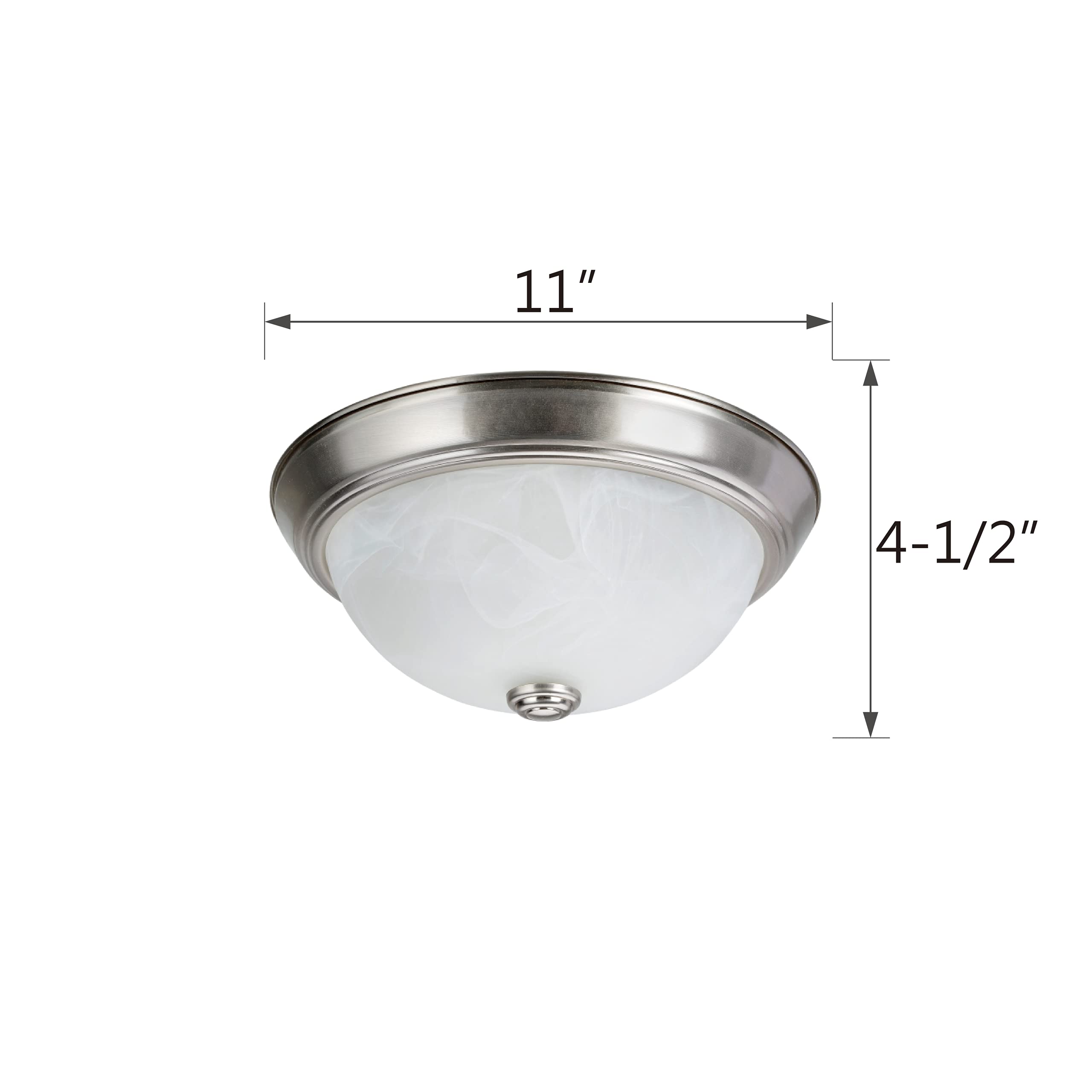 Aspen Creative 63013-1 Two-Light Flush Mount In Brushed Nickel with White Alabaster Glass Shade,11" DIAMETER