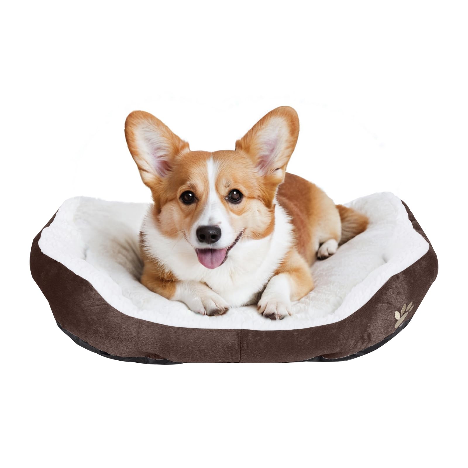 Barelove Round Dog Cat Beds Mattress Washable Pads Room, Soft Durable Plush Faux Fur Sleeping Pet Fleece Bed Mat for Small Doggy Kitten Puppy, with Anti-Slip Waterproof Bottom (Coffee)