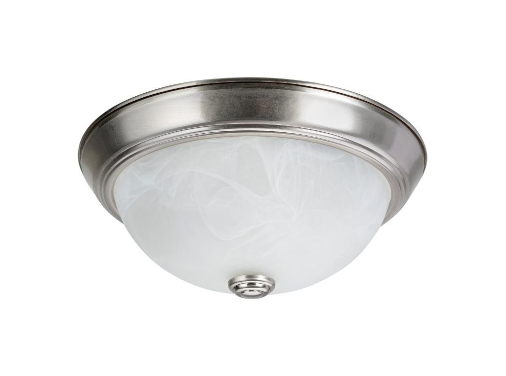 Aspen Creative 63013-1 Two-Light Flush Mount In Brushed Nickel with White Alabaster Glass Shade,11" DIAMETER