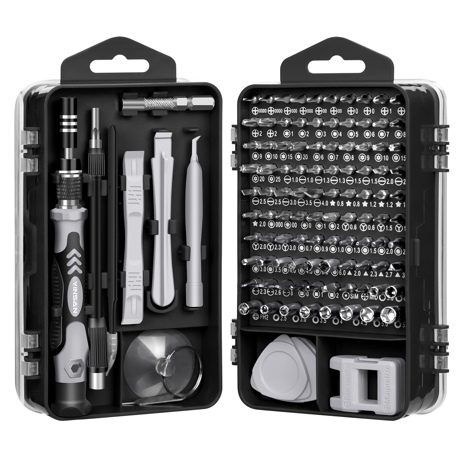 YINSAN Precision Screwdriver Set, Electronics Repair Tool Kit Micro Magnetic Bit for iPhone, Computer, PC, Laptop, Phone, Mac, Tablet, Home DIY, Game Consoles, Glasses, Watch, Doorbell, 120 in 1 Black