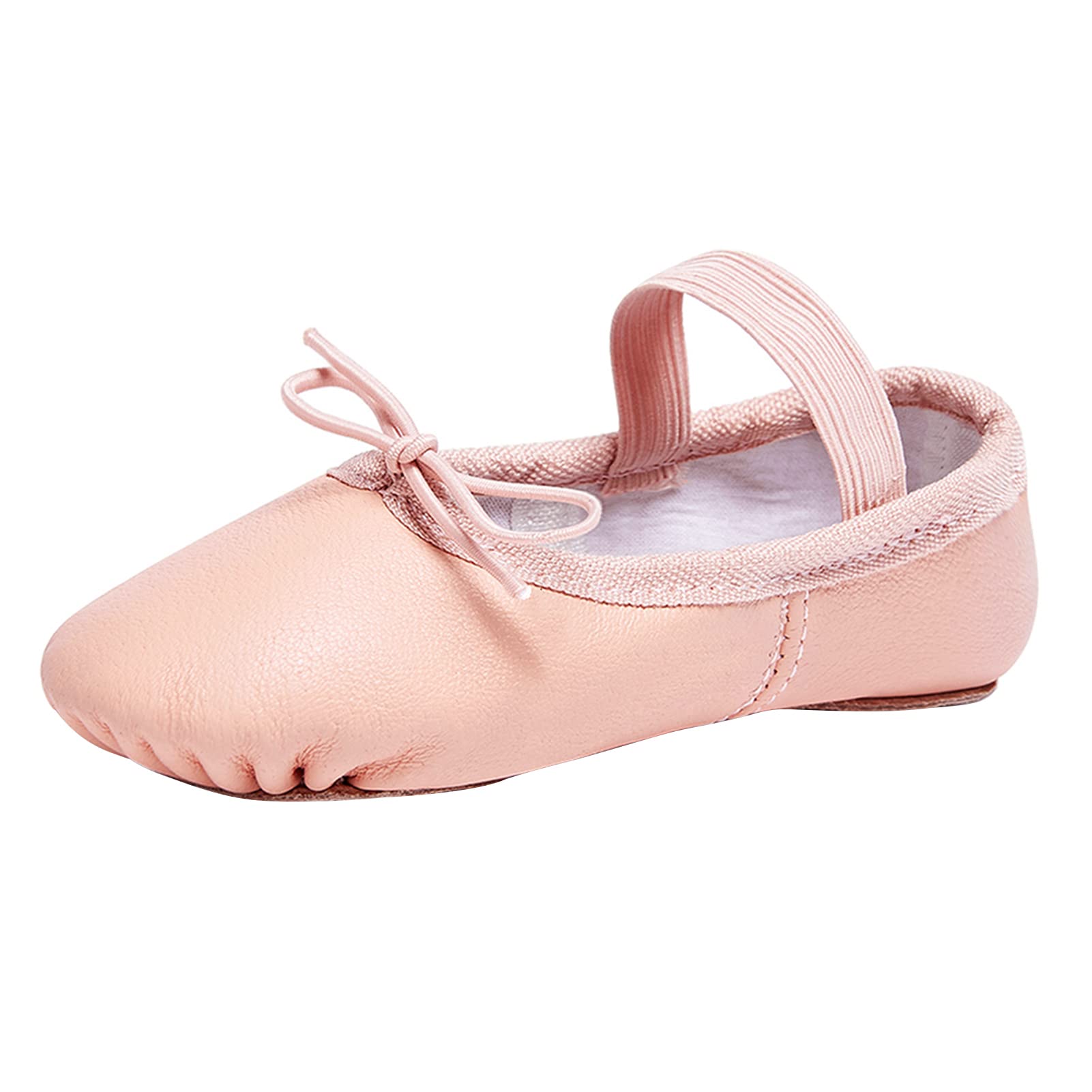 Stelle Ballet Shoes for Girls Toddler Genuine Leather Ballet Dance Slippers for Toddler/Little/Big Kids/Boys(13ML,Ballet Pink,with Tie)