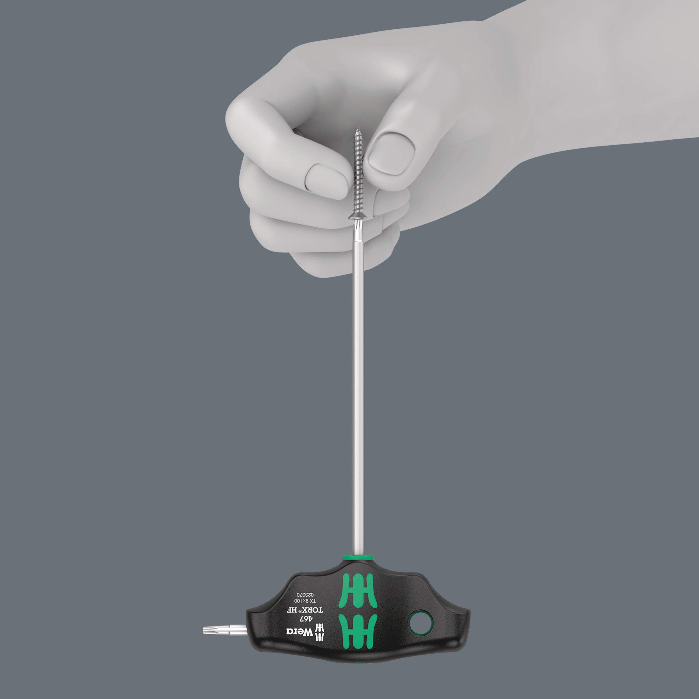 Wera 5023452001 467/7 TORX HF Set 1 Screwdriver Set T-Handle TORX Screwdrivers with Holding Function, 7 Pieces