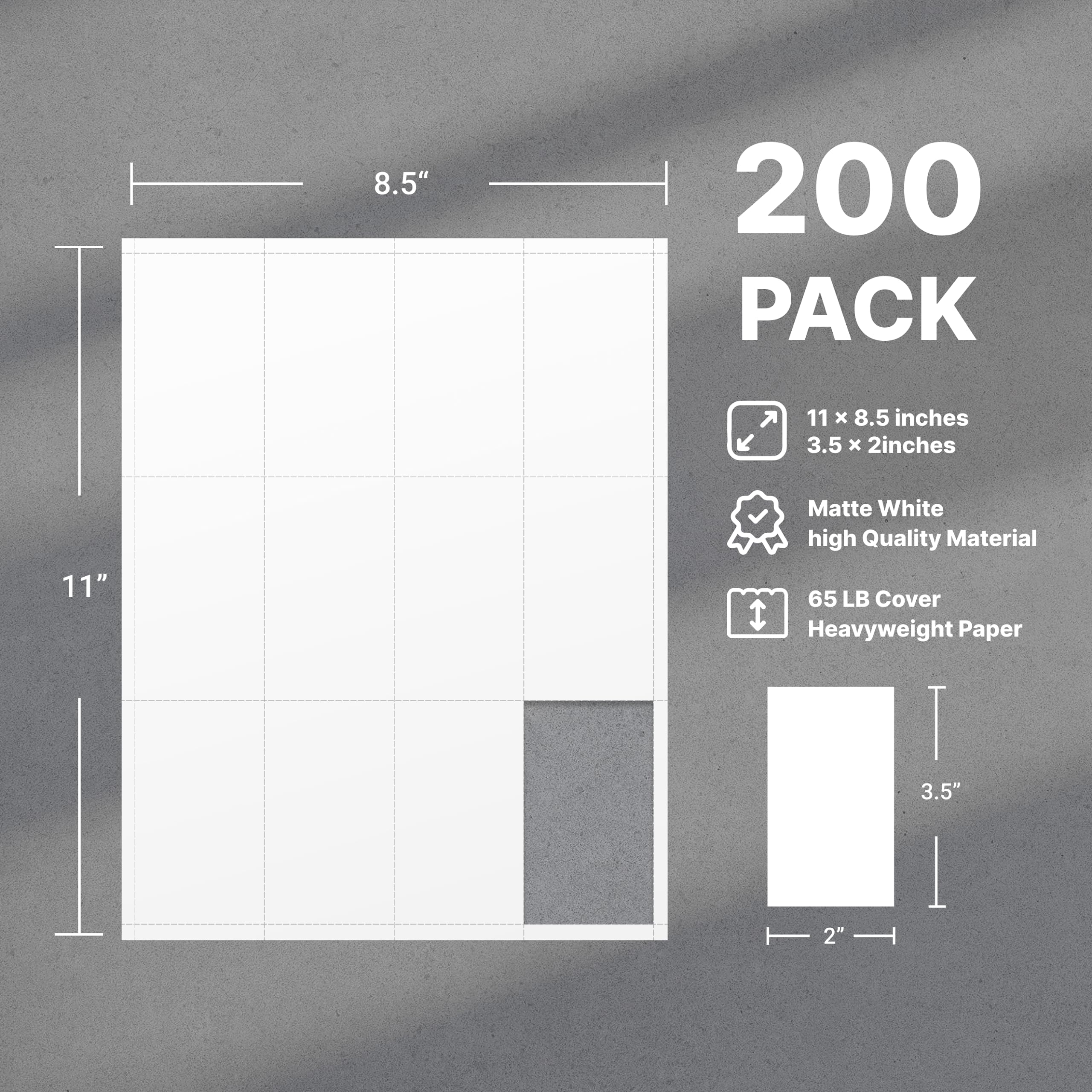 2000 Piece Printable Business Cards, Perforated Blank Card Stock Paper for Inkjet and Laser Printers, 3.5 x 2 Inches (2000)