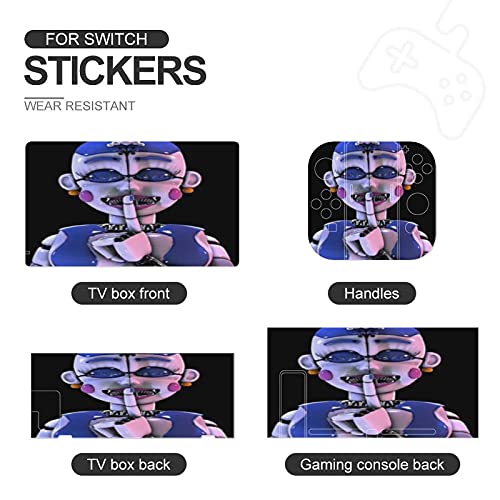Ba-llora FNAF Sticker for Switch Protector Cover Protective Faceplate Full Set Console Dock for Switch/Switch lite