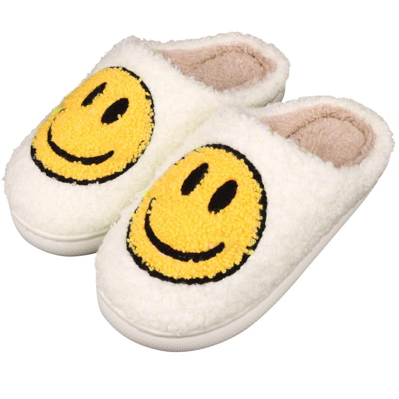 CWODOR Kids Slippers Boys Girls Plush Non-Slip House Slippers Cute Soft Slip-On Shoes For Little Big Kids White 1-2 Big Kids