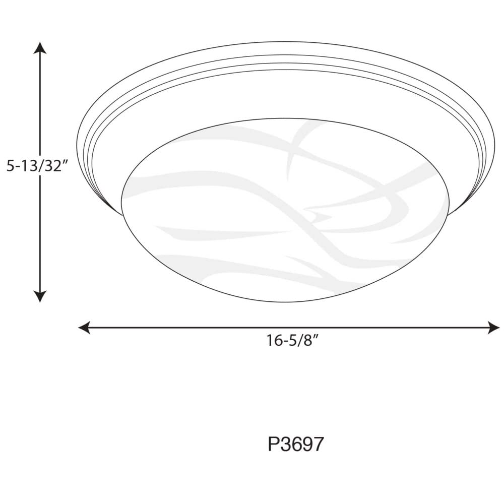 Progress Lighting P3697-30 Alabaster Glass Close-to-Ceiling, 16-5/8-Inch Diameter x 5-1/2-Inch Height, White