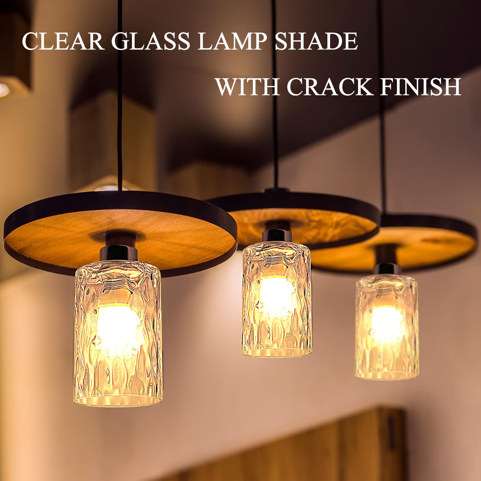 Retisee 9 Pcs Clear Seeded Glass Shade Cylinder Bubble Glass Lamp Shade for Light Fixture Replacement Globe 5.9 Inch High 3.9 Inch Diameter 1.65 Inch Fitter Cover for Chandelier Pendant (Hammered)