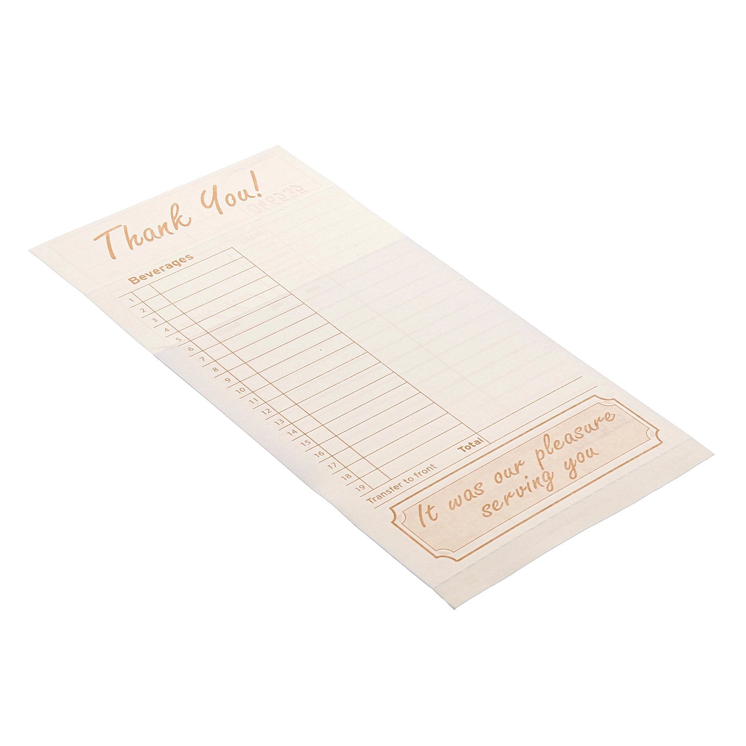 AmerCare Royal Tan Guest Check Paper Receipt Book, Carbonless Order Book with 15 Lines, 2 Part Loose, Pack of 250 Server Notepad Books