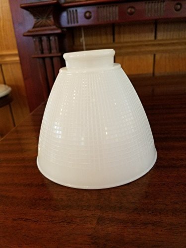 B&P Lamp 6 Inch Top Diameter I.E.S Style White Opal Glass Reflector Shade with Waffle Pattern Glass - Perfect Replacement for Antique Style Floor Lamps