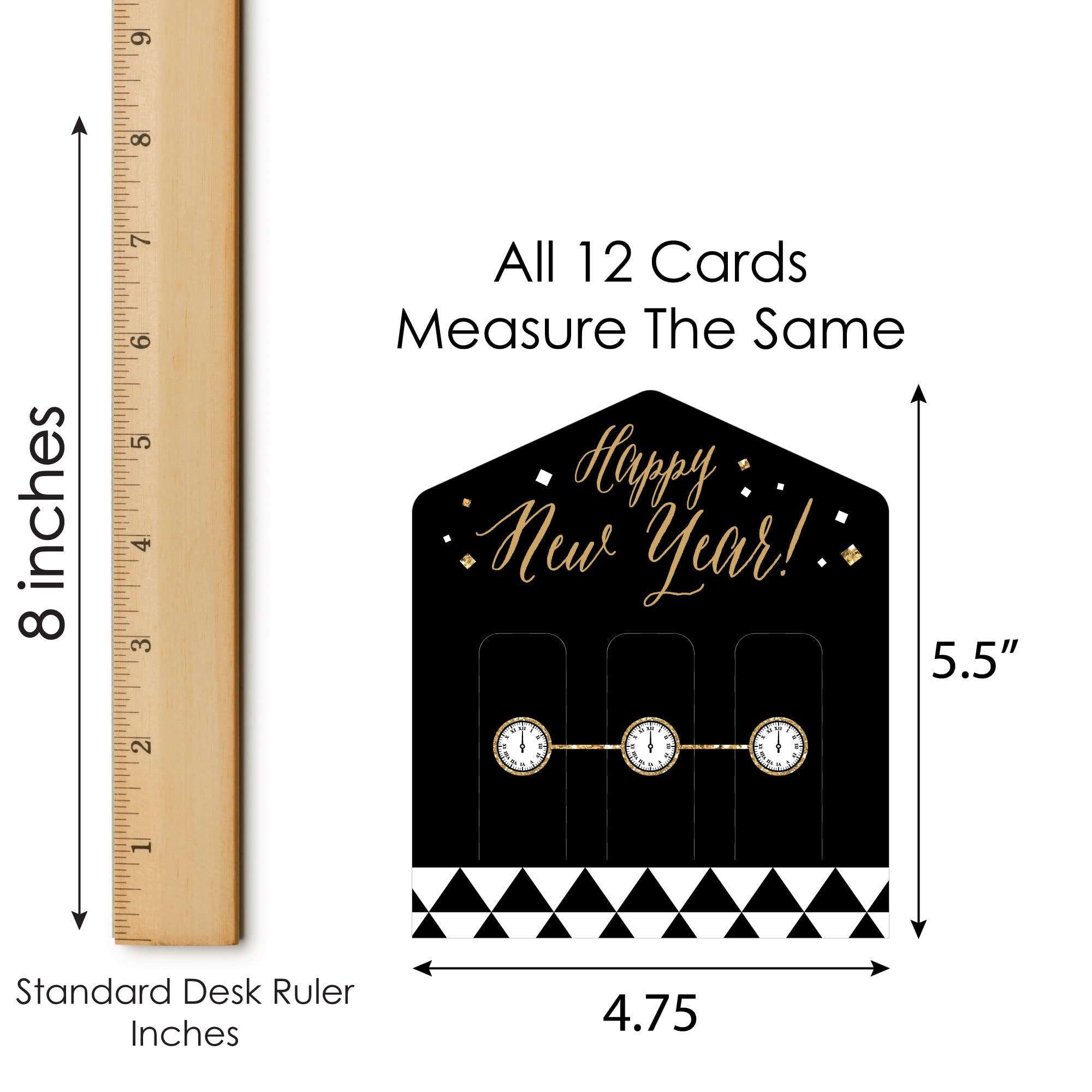 Big Dot of Happiness New Year’s Eve - Gold - New Years Eve Party Game Pickle Cards - Pull Tabs 3-in-a-Row - Set of 12