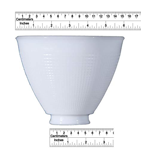B&P Lamp 6 Inch Top Diameter I.E.S Style White Opal Glass Reflector Shade with Waffle Pattern Glass - Perfect Replacement for Antique Style Floor Lamps