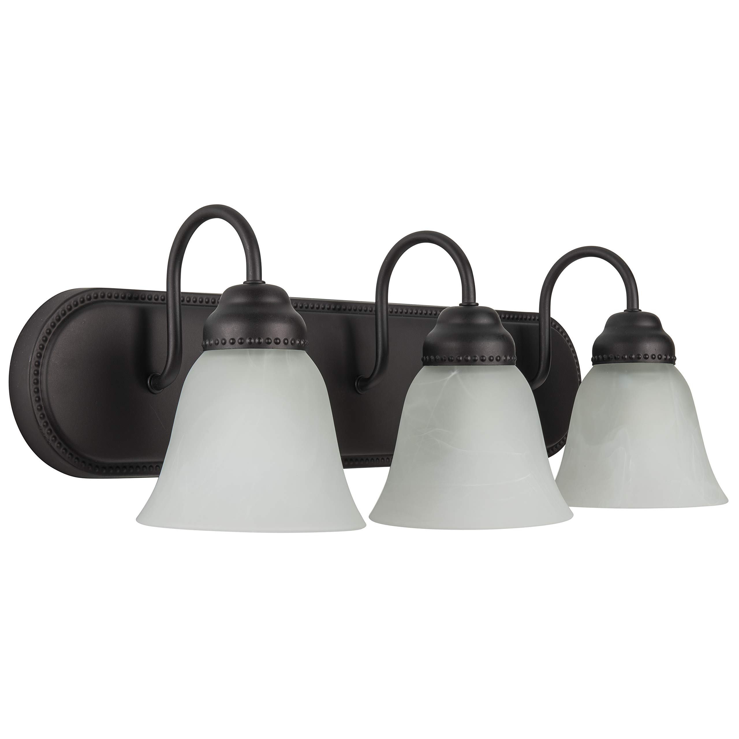 Hampton 7460-113 3-Light Vanity with Alibaster Glass Shades, Alabaster