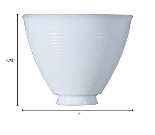 B&P Lamp 6 Inch Top Diameter I.E.S Style White Opal Glass Reflector Shade with Waffle Pattern Glass - Perfect Replacement for Antique Style Floor Lamps
