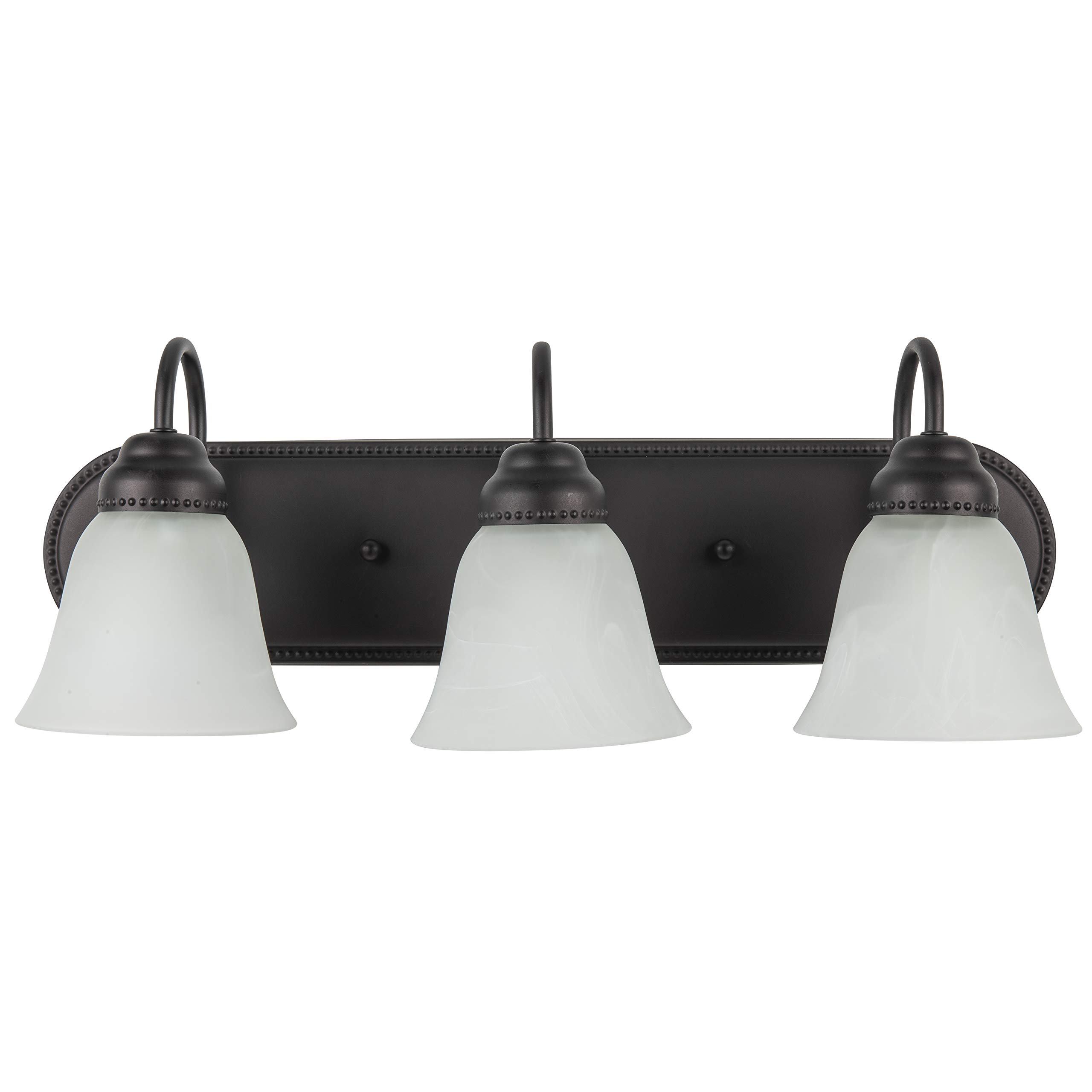 Hampton 7460-113 3-Light Vanity with Alibaster Glass Shades, Alabaster
