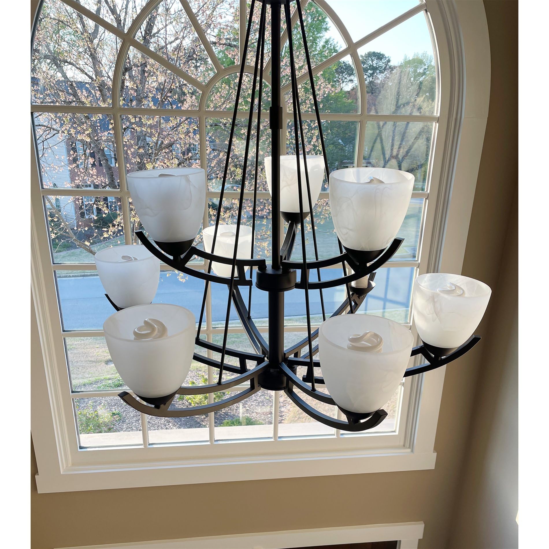 Kira Home Weston 5" Glass Shades, Alabaster Replacement Glass, 1-5/8" Fitter Opening for Threaded Medium Base Socket, 5" x 5", 3-Pack