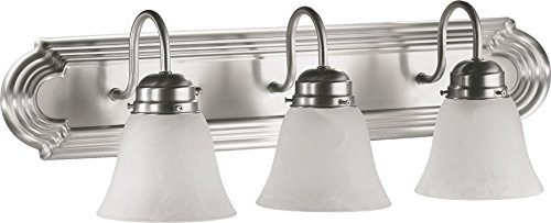 Quorum International 5094-3-165 Vanity Lights with Alabaster Swirl Glass Shades, Satin Nickel