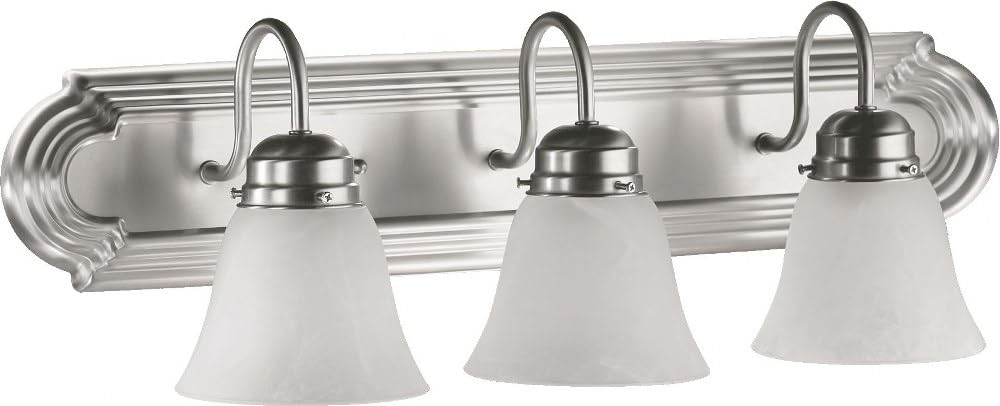 Quorum International 5094-3-165 Vanity Lights with Alabaster Swirl Glass Shades, Satin Nickel