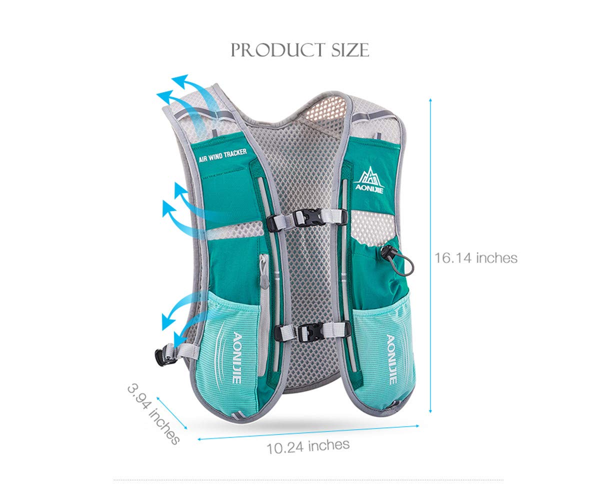 Win.Deeper 5L Lightweight Running Backpack Outdoor Sports Trail Racing Marathon Hiking Fitness Bag Hydration Vest Pack (Black + 500ML Water Bottle)