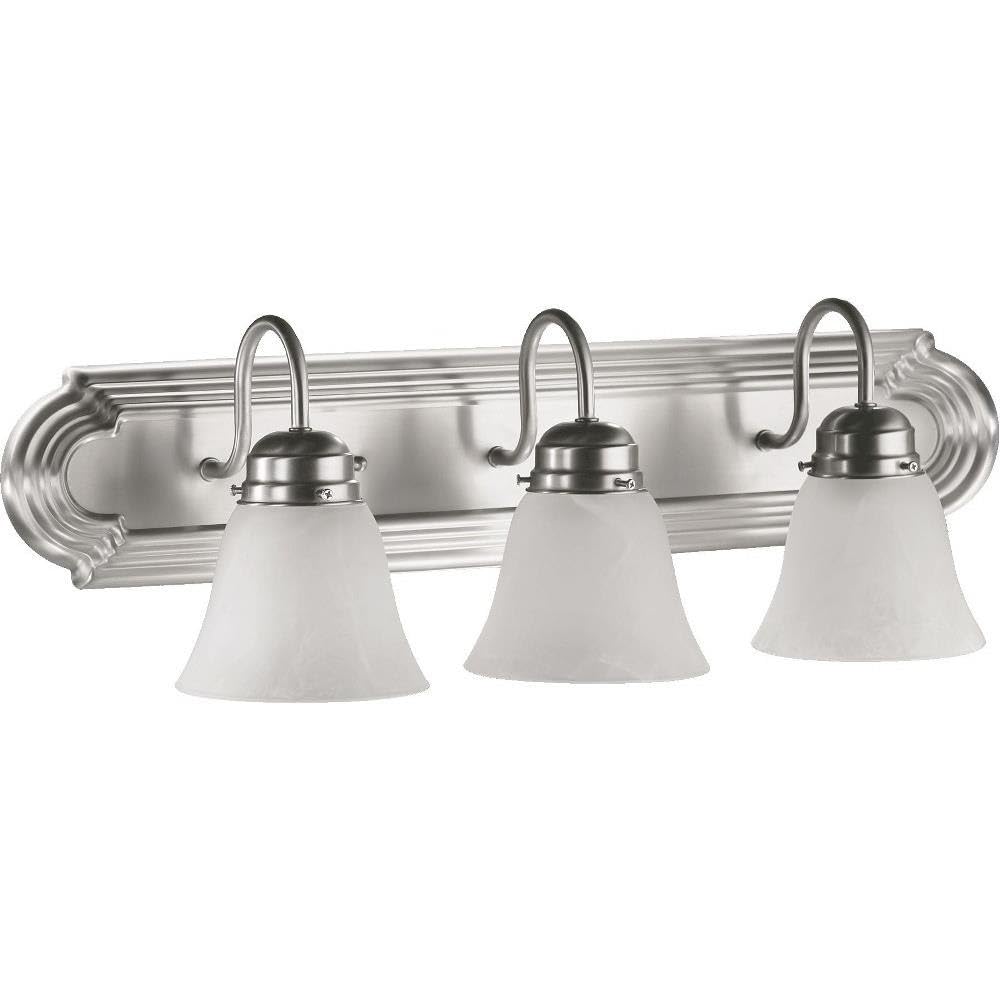 Quorum International 5094-3-165 Vanity Lights with Alabaster Swirl Glass Shades, Satin Nickel