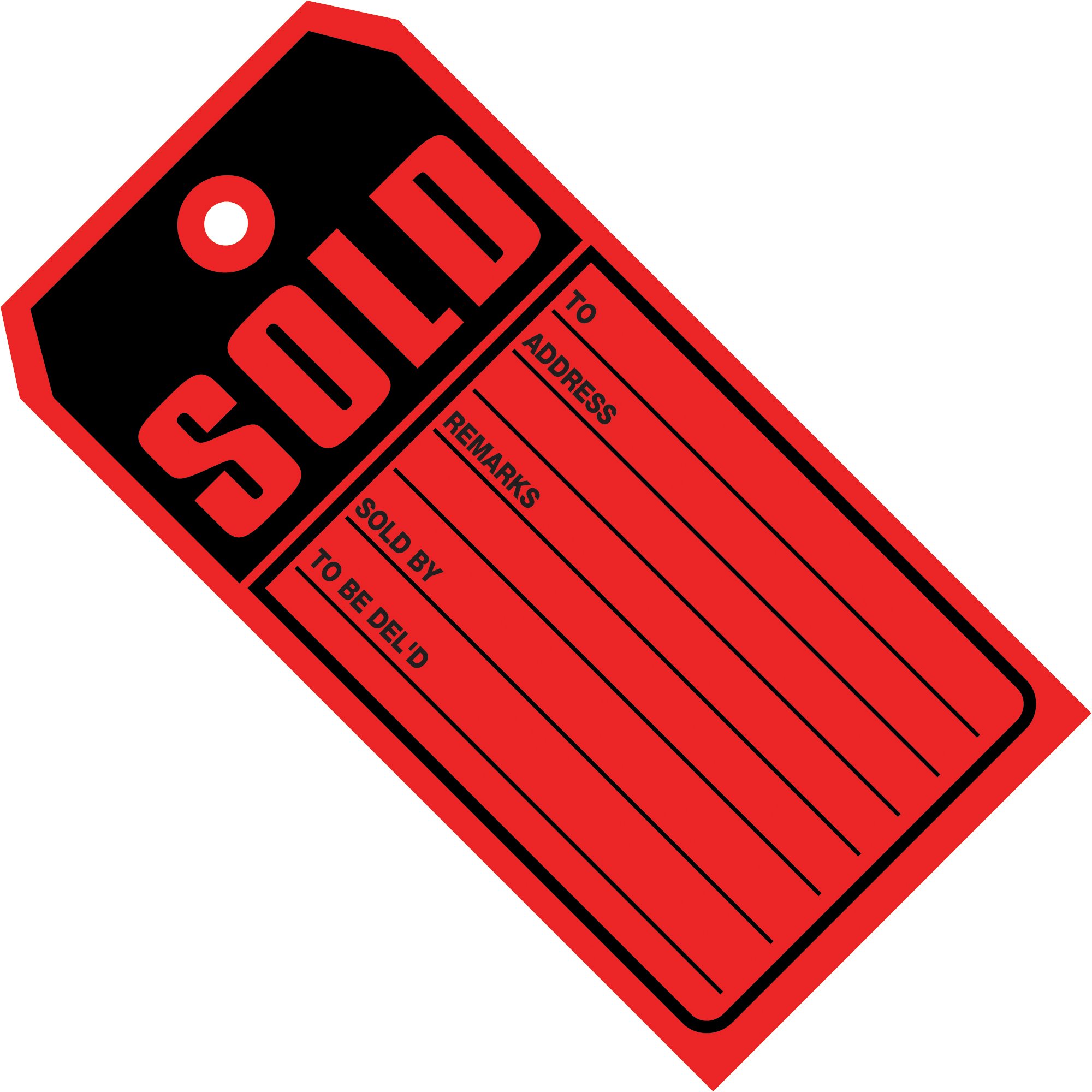 Aviditi G2530 13 Point Cardstock Sold Tag, 4-3/4" Length x 2-3/8" Width, Red (Case of 500)