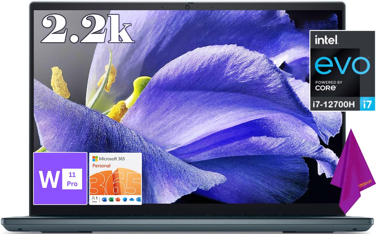 Dell Inspiron 14 Plus 14 inch, 2.2K 16:10 Laptop - Intel 14-Core i7-12700H (Beats i7 1265U)- WiFi 6 - Thunderport 4 - Win 11 Pro + Office 365 +Cloth- Atlantic Green (32GB RAM | 1TB PCIe SSD)