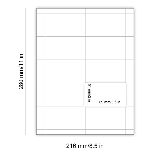 VANRA 1000 Cards Printable Business Cards 3.5x2 in Perforated Card Stock Paper for Laser & Inkjet Printers, 100 Sheets (White)