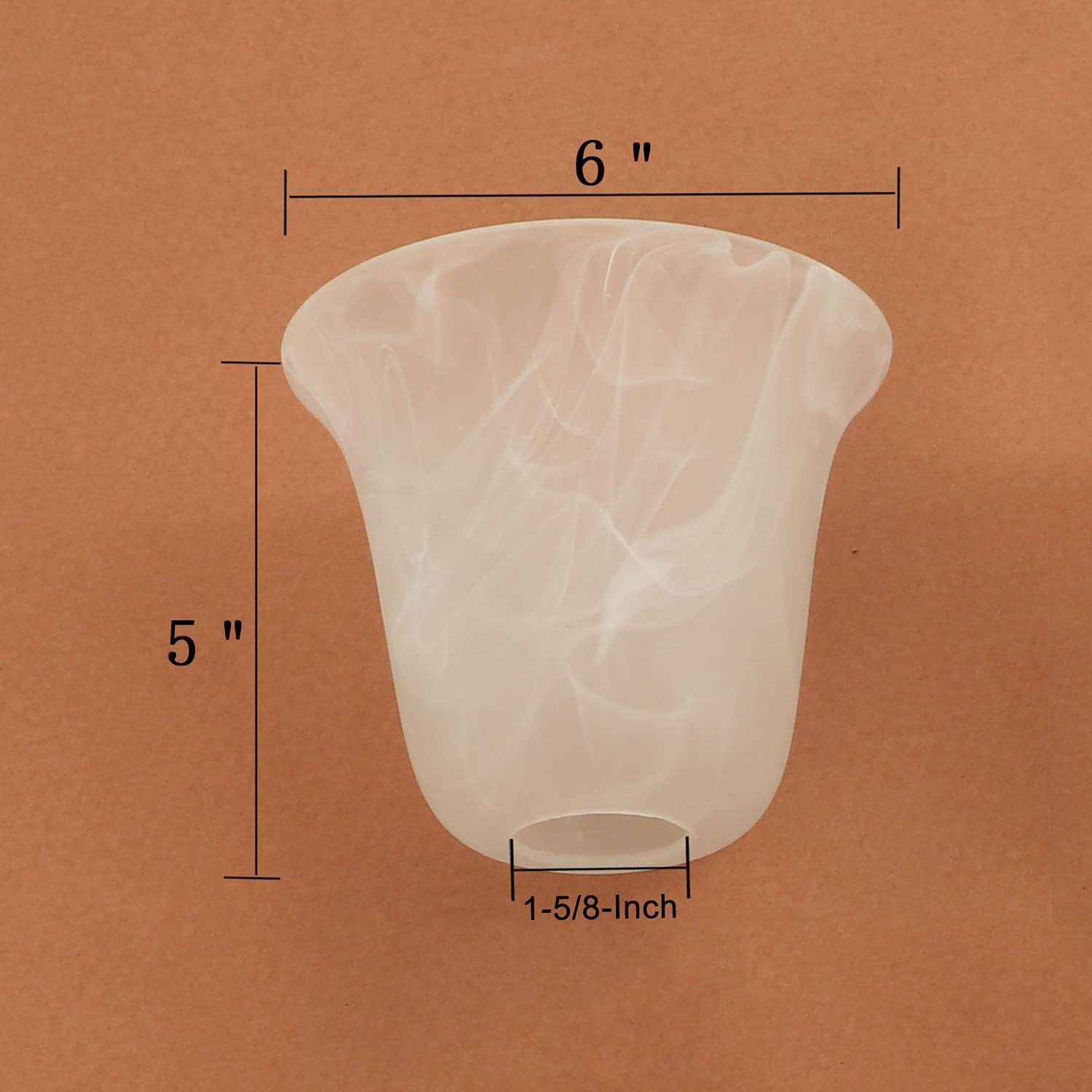 Eumyviv 4 Pack Bell Shaped Alabaster Glass Lamp Shade Replacement with 1-5/8-inch Fitter Opening for Ceiling Fan Light Kit Wall Sconce Pendant Light Fixture A00029
