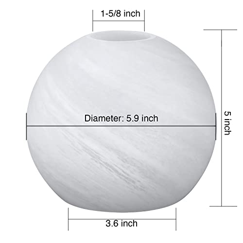 LARTEEN 3 Pack Alabaster White Glass Lamp Shade Cover Replacement for Lighting Fixture, 5.9" Diameter Round Globe Shade for Chandelier Pendant Light Wall Sconce, 1-5/8 inch Fitter Opening