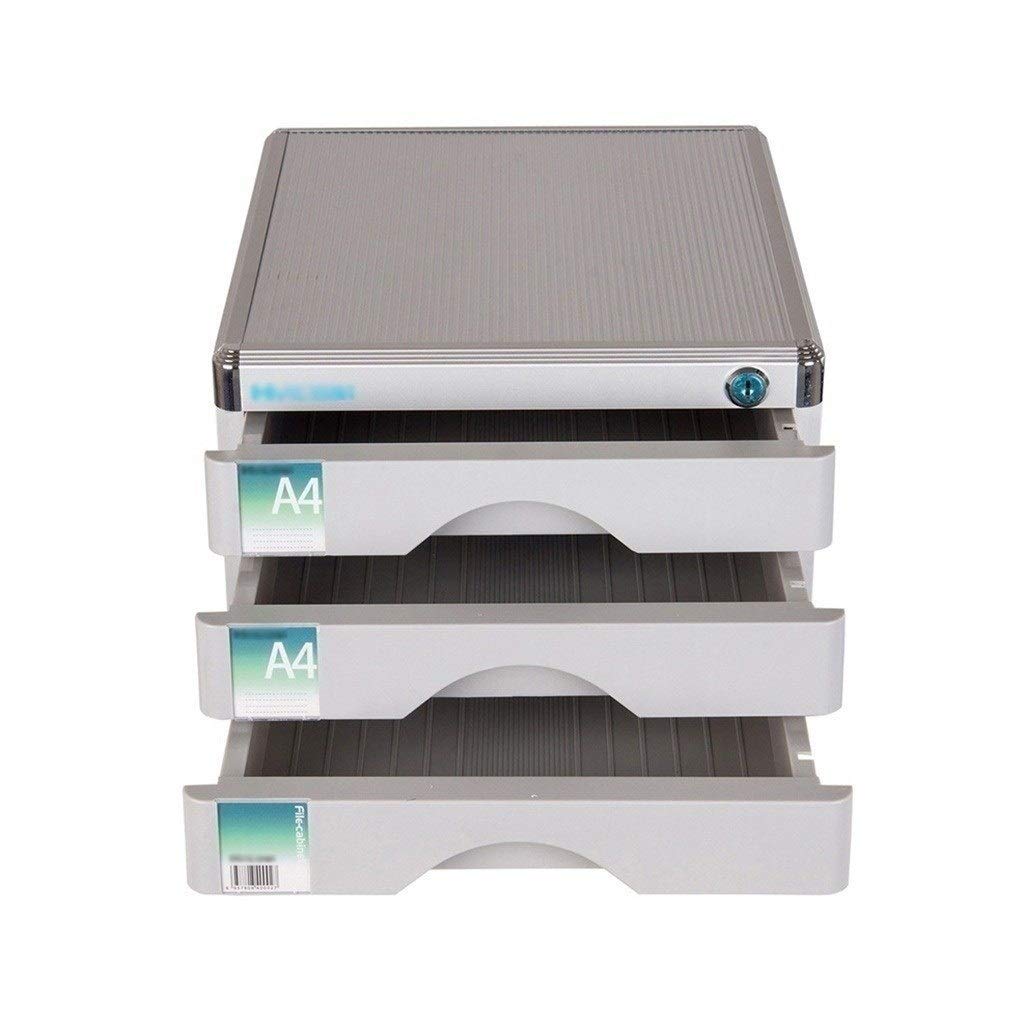 Flat File Cabinet, 3-Layers Office Storage Cabinet, Desktop Storage with Lock, Suitable for A4 File Storage