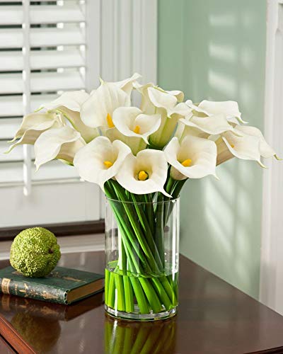 Veryhome 20pcs Artificial Calla Lily Flowers White for DIY Bridal Wedding Bouquet Centerpieces Home Decor (White)