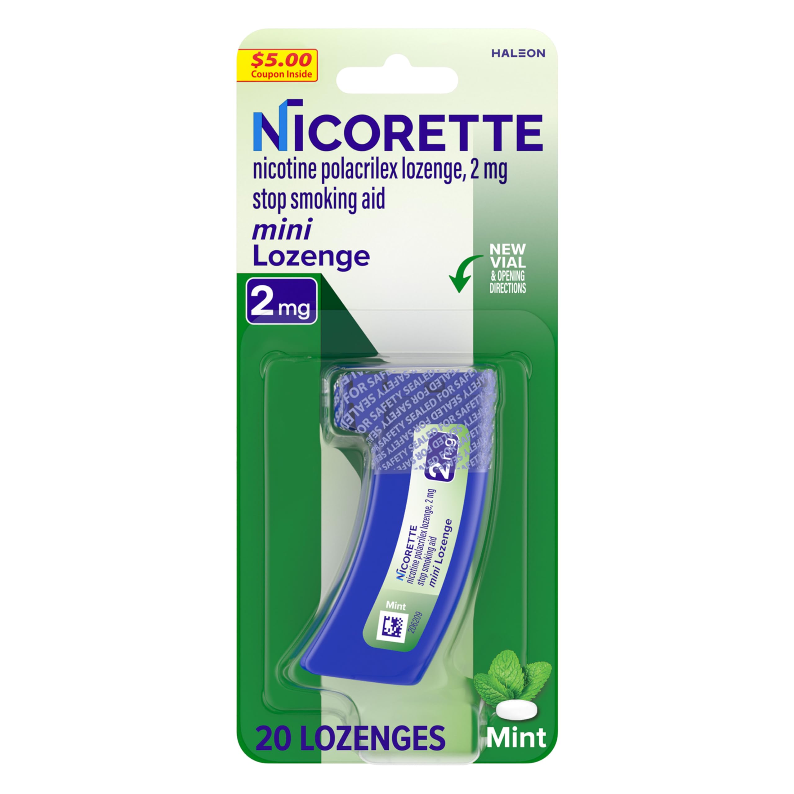 Nicorette 2 mg Mini Nicotine Lozenges to Help Quit Smoking - Mint Flavor Stop Smoking Aid, 20 Count