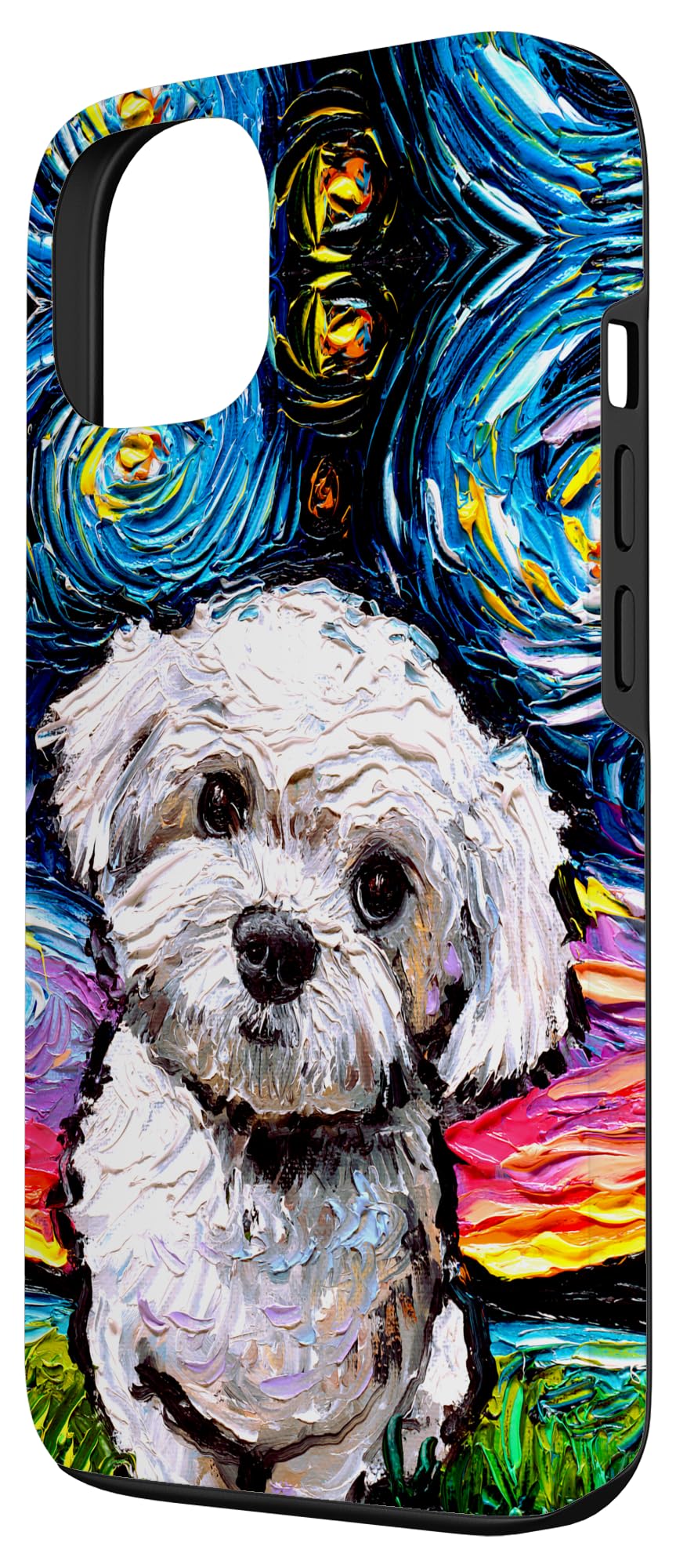 iPhone 13 Maltipoo Starry Night White Maltese Poodle Dog Art by Aja Case