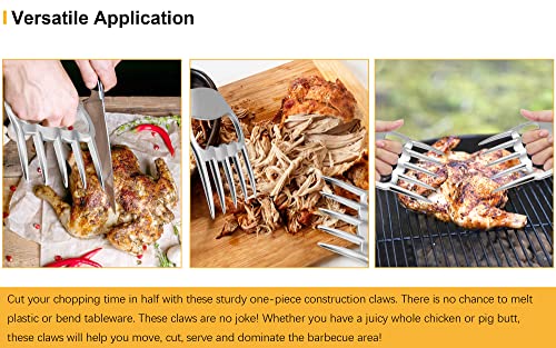 Meat Claws for Shredding Heavy Duty Meat Shredder Tool Meat Shredder Claws BBQ Tool for Shredding Meat, Smoker Accessories (Silver)