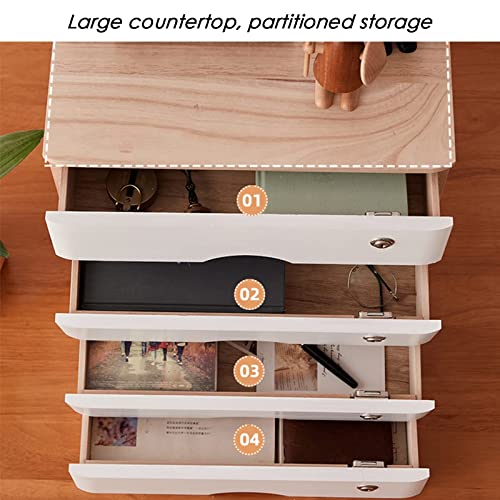 YUZDNM Desktop Drawer Cabinet, Desk Storage Box, Flat File Cabinet, Wooden Desktop Storage Box with Lockable Drawers, Office Supplies A4/Receipt File Organizer (Size : 4 Layer)