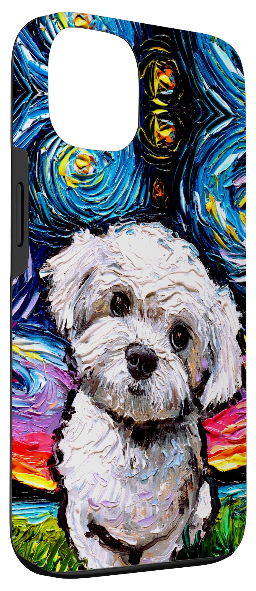 iPhone 13 Maltipoo Starry Night White Maltese Poodle Dog Art by Aja Case