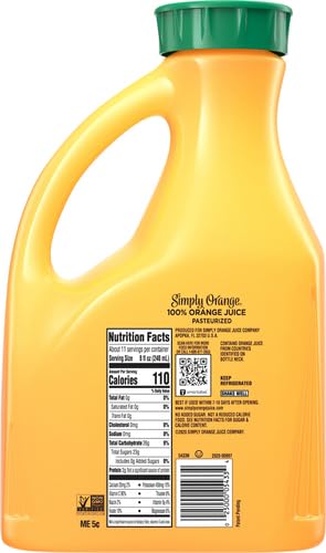 Simply Orange Juice, 89 fl oz, 100% Juice Not from Concentrate, Pulp Free