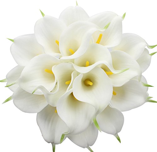 Veryhome 20pcs Artificial Calla Lily Flowers White for DIY Bridal Wedding Bouquet Centerpieces Home Decor (White)