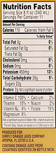 Simply Orange Juice, 89 fl oz, 100% Juice Not from Concentrate, Pulp Free