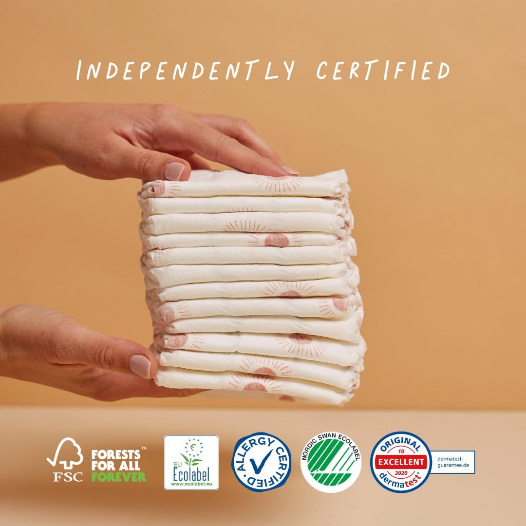 Joonya Baby Diapers, Size 2 S (7-13 lb) - 6 Bags of 30 (180) - New Range - NonToxic, Eco-Friendly, Ultra Slim, Overnight Use - Made in Denmark