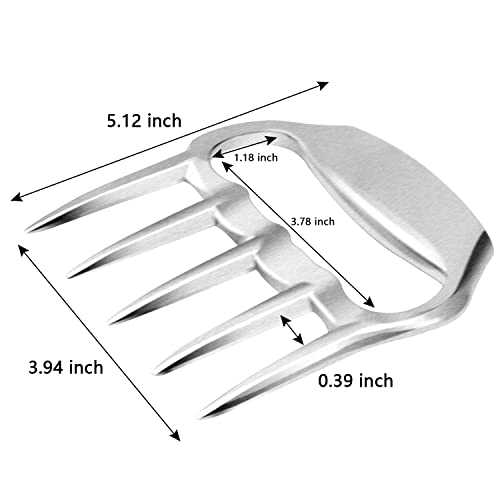 Meat Claws for Shredding Heavy Duty Meat Shredder Tool Meat Shredder Claws BBQ Tool for Shredding Meat, Smoker Accessories (Silver)