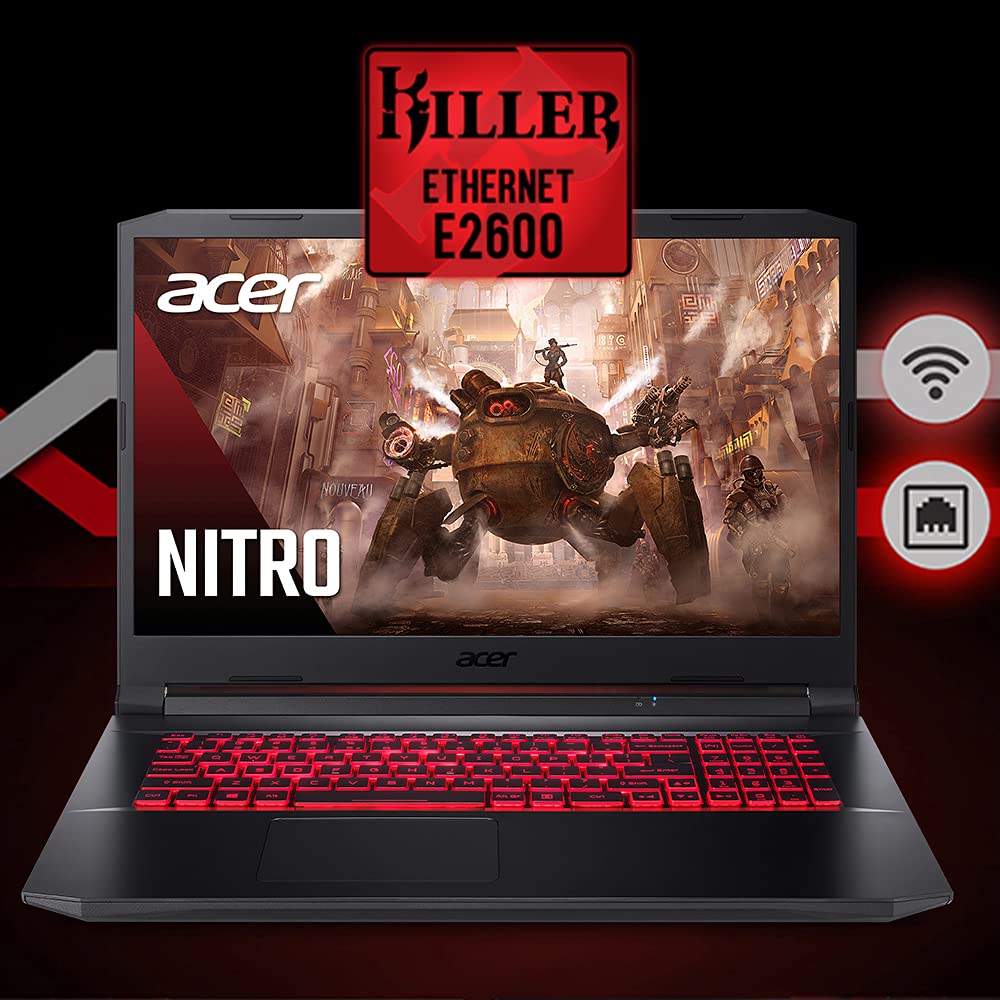 Acer Nitro 5 AN517-41-R7FP Gaming Laptop, AMD Ryzen 5 5600H Hexa-Core Processor | NVIDIA GeForce RTX 3060 Laptop GPU | 17.3" FHD 144Hz IPS Display | 16GB DDR4 | 512GB NVMe SSD | WiFi 6 | BL Keyboard