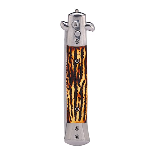 SwitchBlade Comb, Resin Handle Comb Folding Butterfly Comb Training Practice Comb Outdoor Practice Comb for Hair Beard or Mustache, Stocking Stuffers(Imitated bovine bone color)