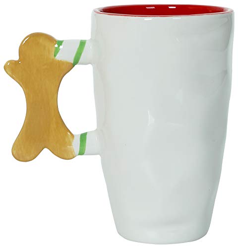 Joy To The World - Christmas Themed Ceramic Glossy 17 oz Mug With Large Gingerbread Man Handle (Microwave and Dishwasher Safe)