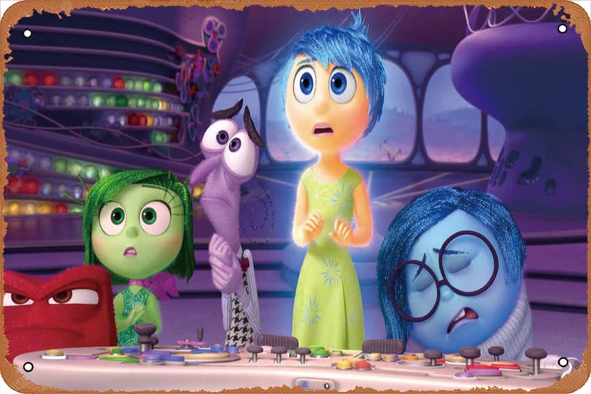 Zuhhgii Sadness Inside Out Sleeping Poster Film Metal Tin Signs Art Poster Plaque cinema Home Cafe Bar Wall Decor Bedroom Home Club Classic Decoration 8x12 Inch