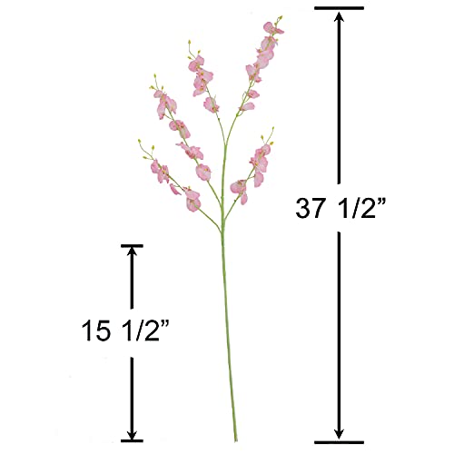 WELMATCH Pink Artificial Orchids Faux Flowers - 10 pcs 37.5 Inches Real Touch Fake Artificial Flowers for Wedding Home Office Party Hotel Yard Decoration (Pink, 10)