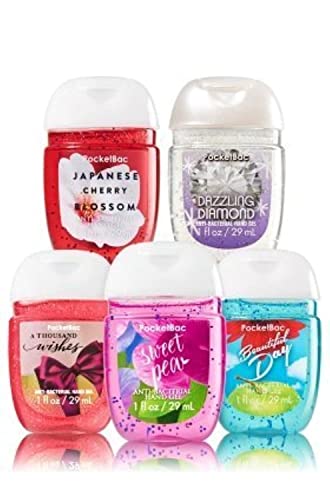 Bath and Body Works Anti-Bacterial Hand Gel 5-Pack PocketBac Sanitizers, Assorted Scents, 1 fl oz each